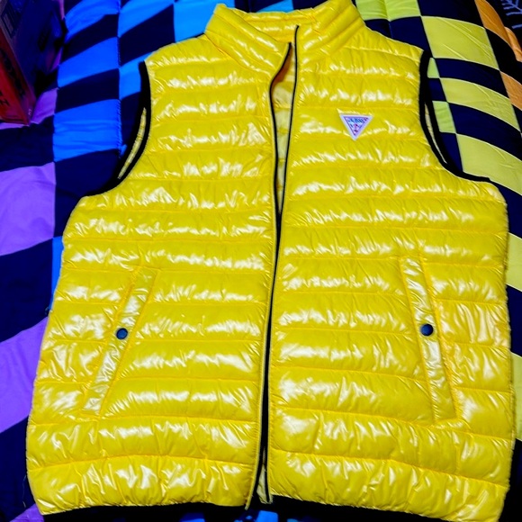 Guess | Jackets & Coats | Guess Yellow Puffer Vest Unisex | Poshmark